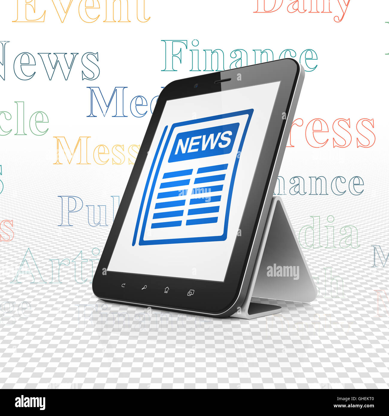 News concept: Tablet Computer with Newspaper on display Stock Photo - Alamy
