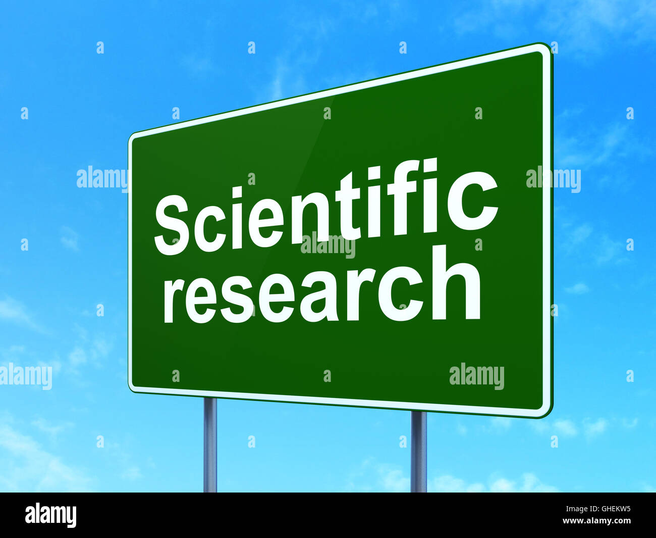 Science concept: Scientific Research on road sign background Stock ...
