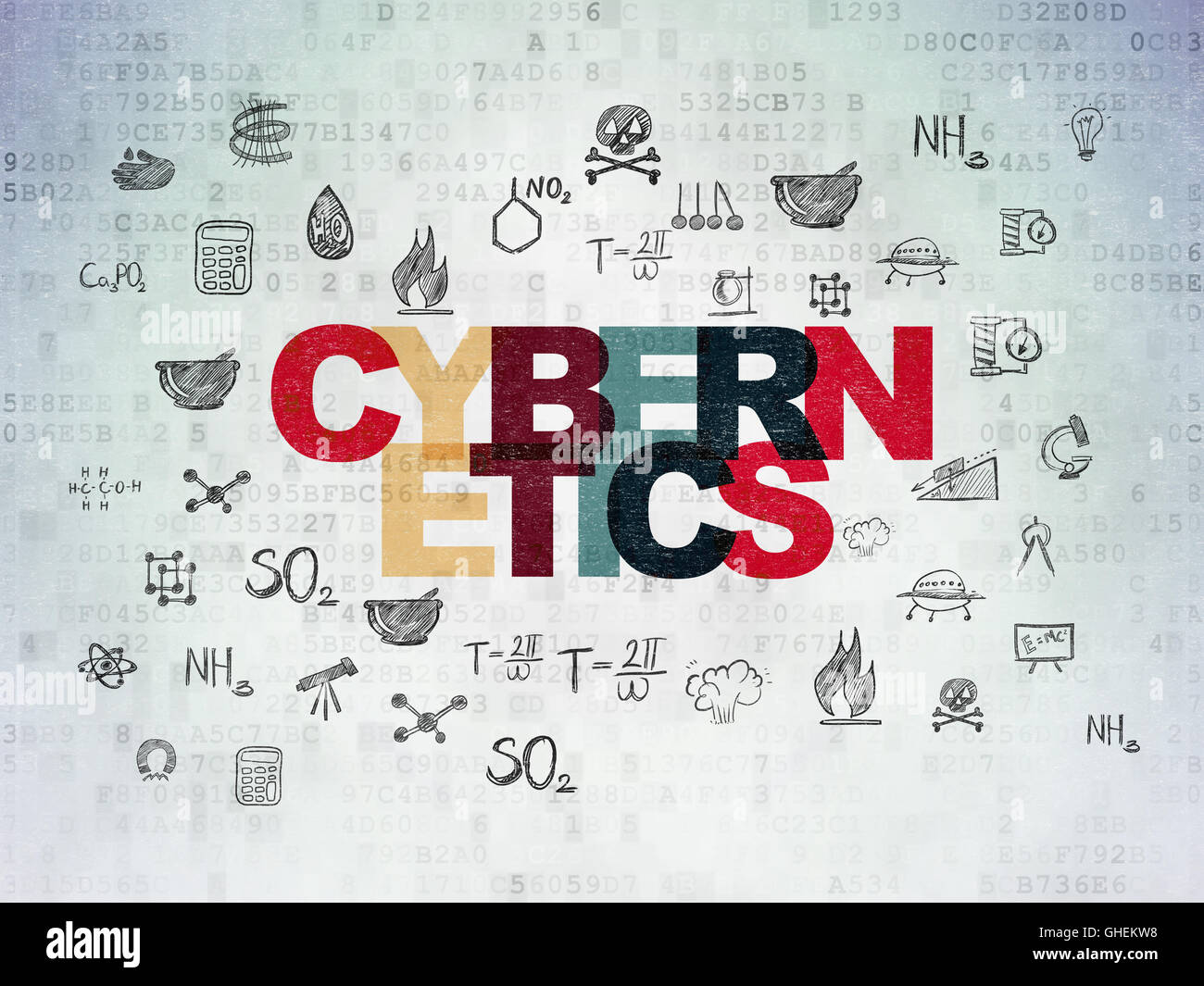 Science concept: Cybernetics on Digital Data Paper background Stock ...