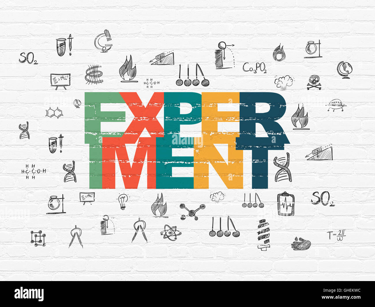 Science concept: Experiment on wall background Stock Photo - Alamy