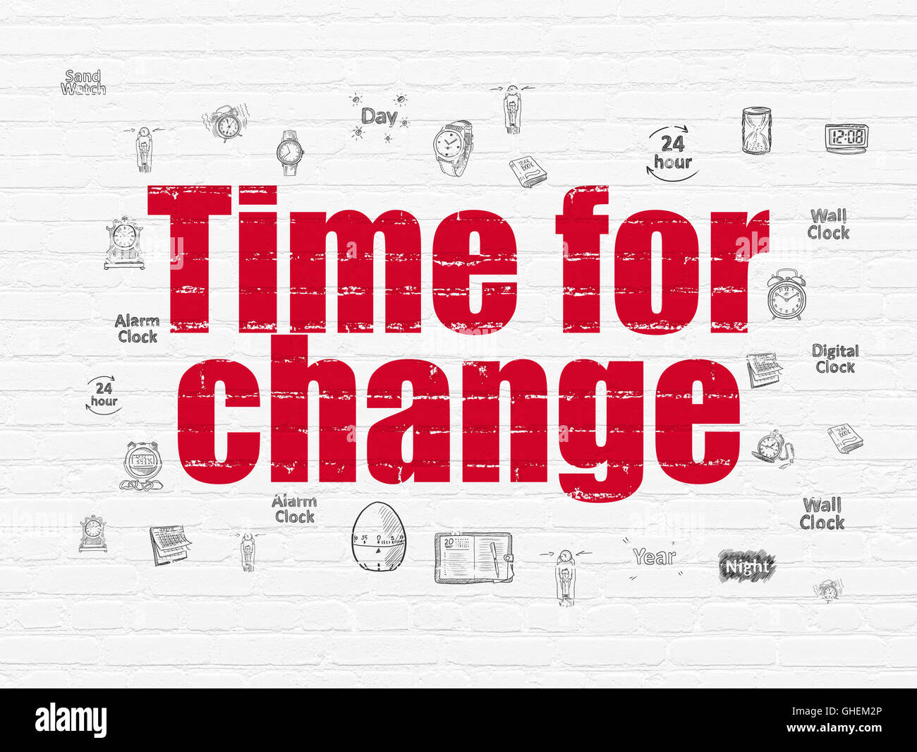 Timeline concept: Time for Change on wall background Stock Photo - Alamy