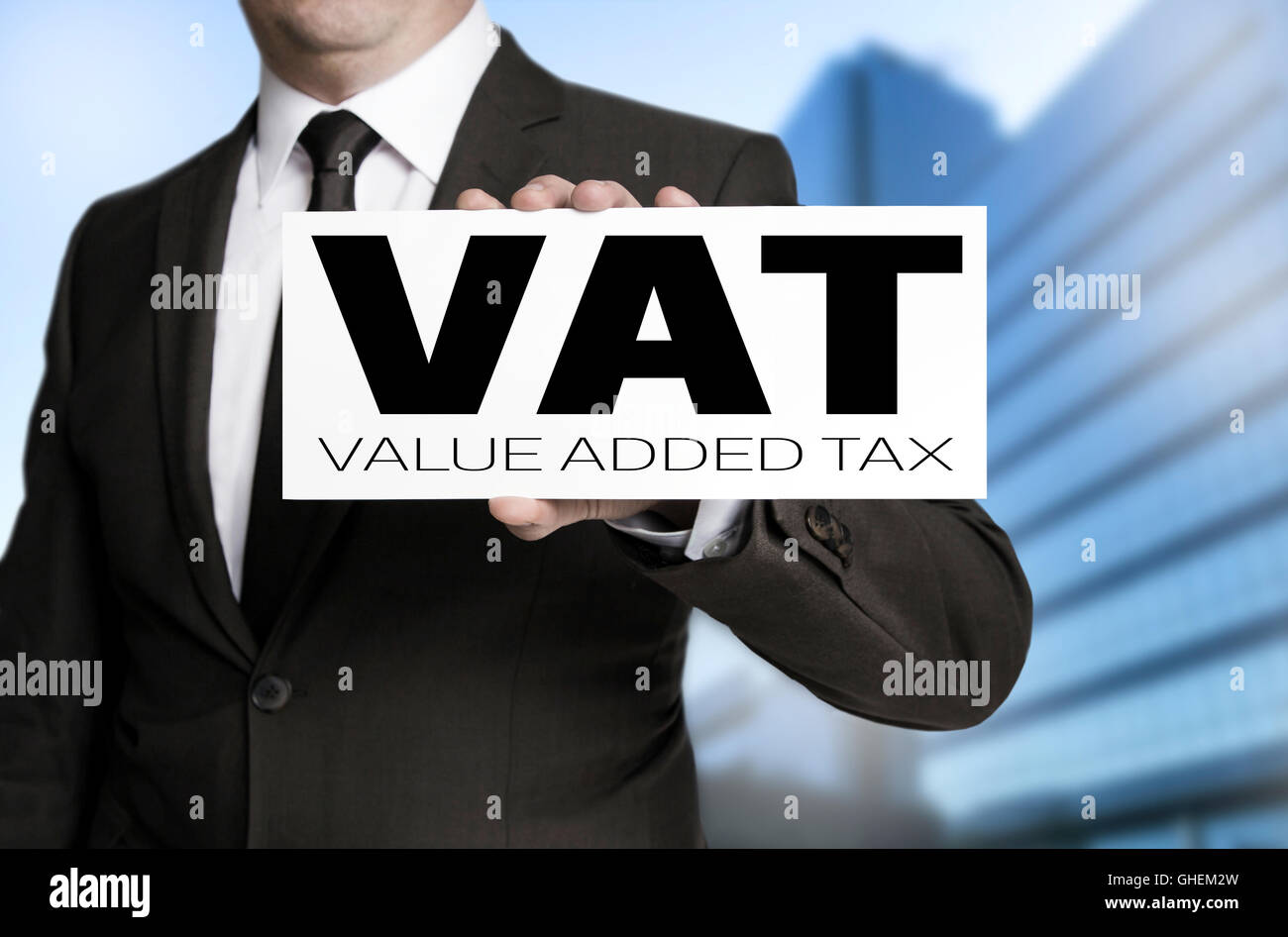 vat sign is held by businessman Stock Photo - Alamy