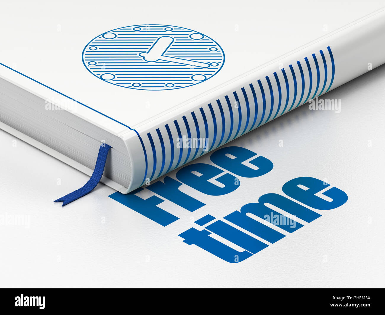 Timeline concept: book Clock, Free Time on white background Stock Photo ...