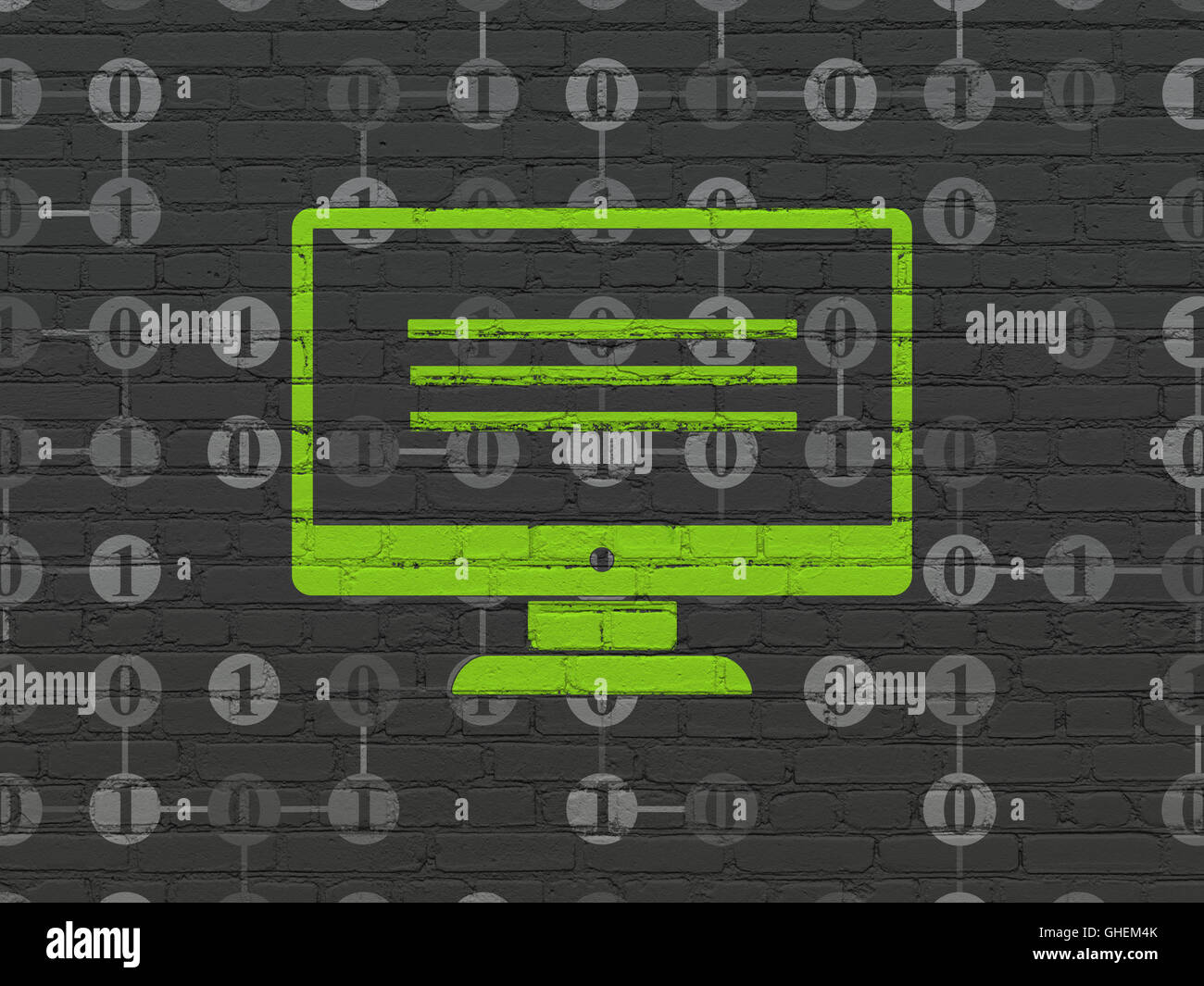 Web development concept: Monitor on wall background Stock Photo - Alamy