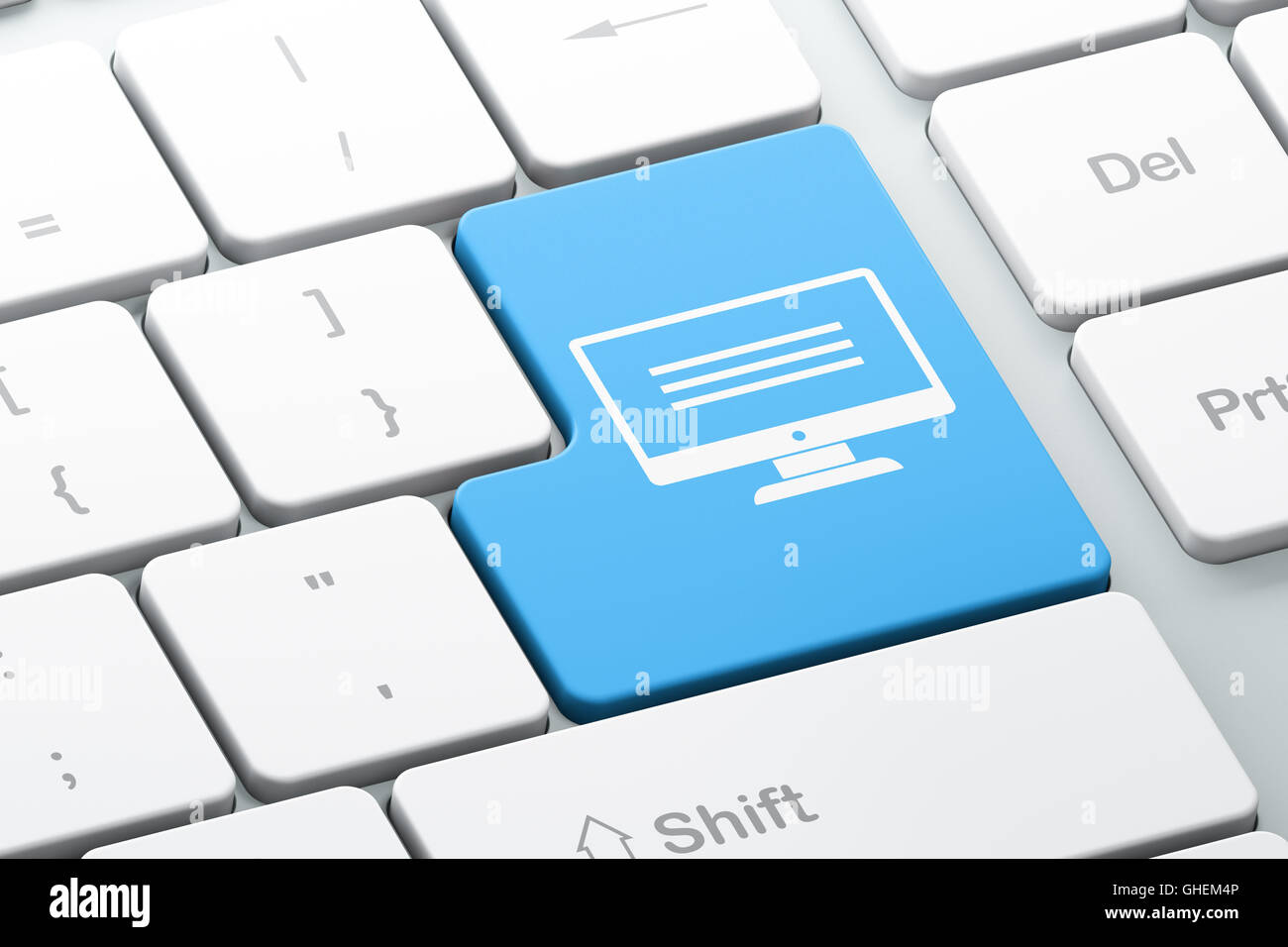 Web development concept: Monitor on computer keyboard background Stock ...