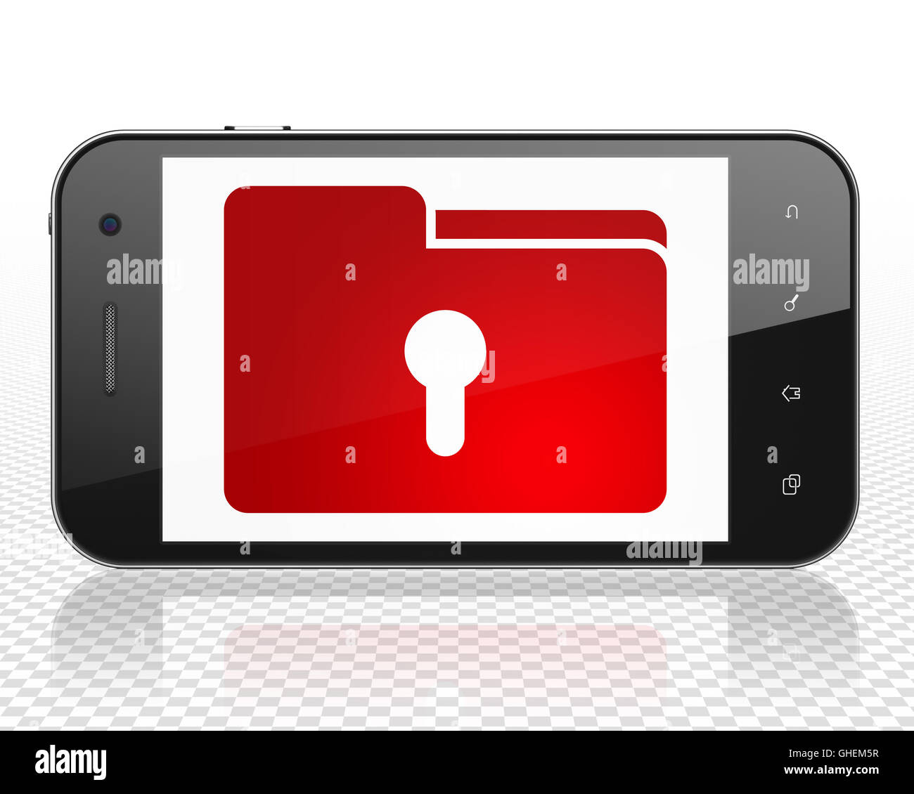 Business concept: Smartphone with Folder With Keyhole on display Stock ...