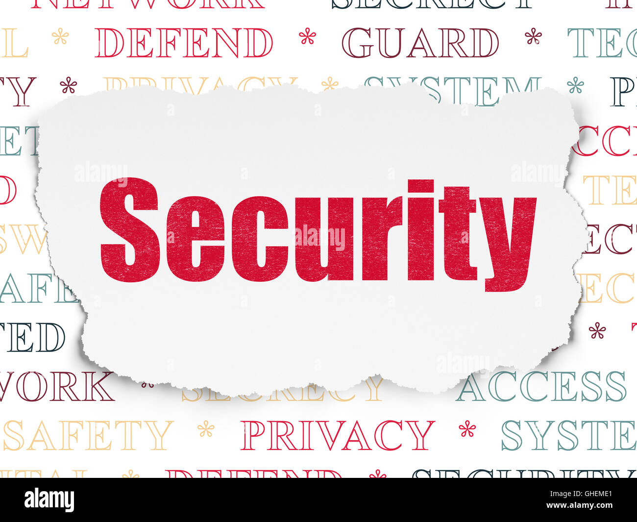 Security concept: Security on Torn Paper background Stock Photo - Alamy