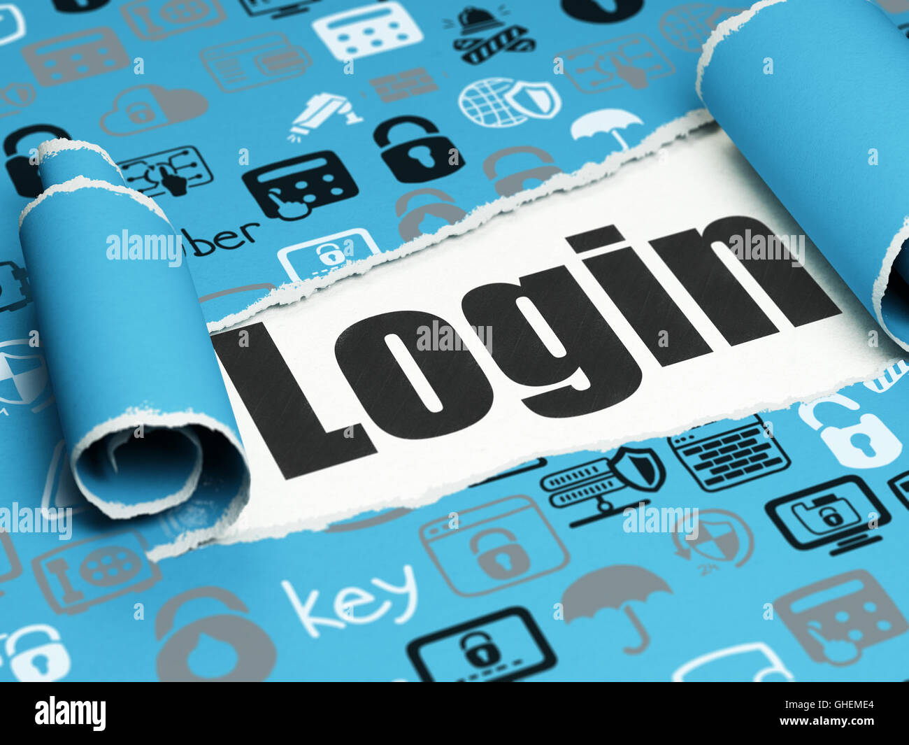 Privacy concept: black text Login under the piece of torn paper Stock ...