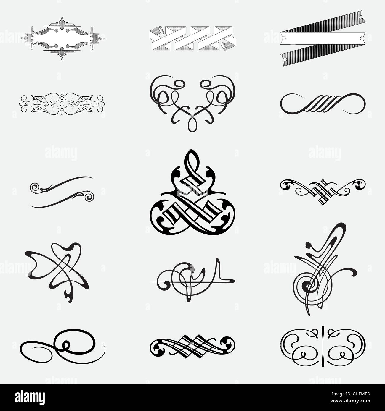 Calligraphic design elements set Stock Vector Image & Art - Alamy