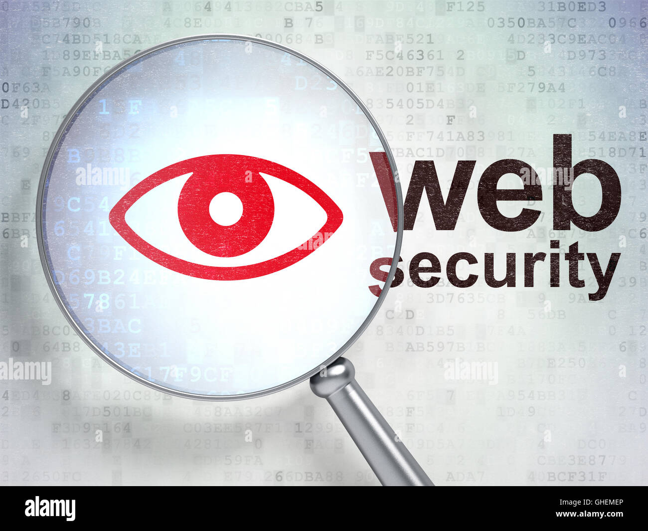 Security concept: Eye and Web Security with optical glass Stock Photo ...