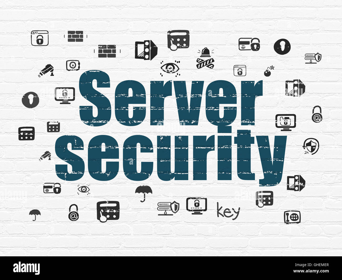 Security concept: Server Security on wall background Stock Photo - Alamy