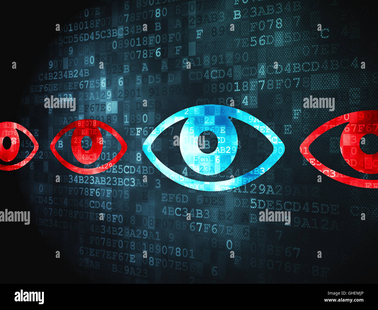 Privacy concept: Eye on digital background Stock Photo - Alamy