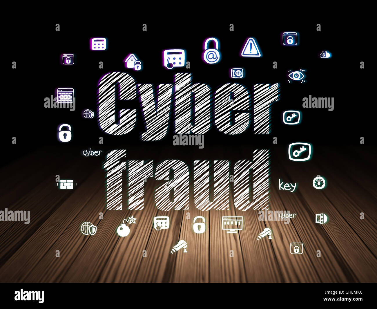 Privacy concept: Cyber Fraud in grunge dark room Stock Photo - Alamy