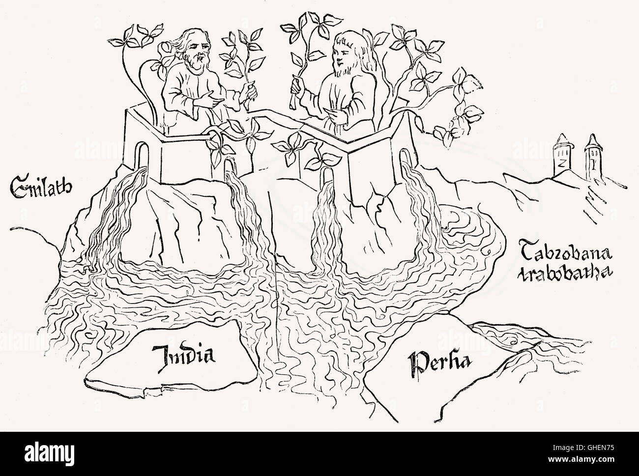 The four rivers of the garden of Eden Stock Photo - Alamy