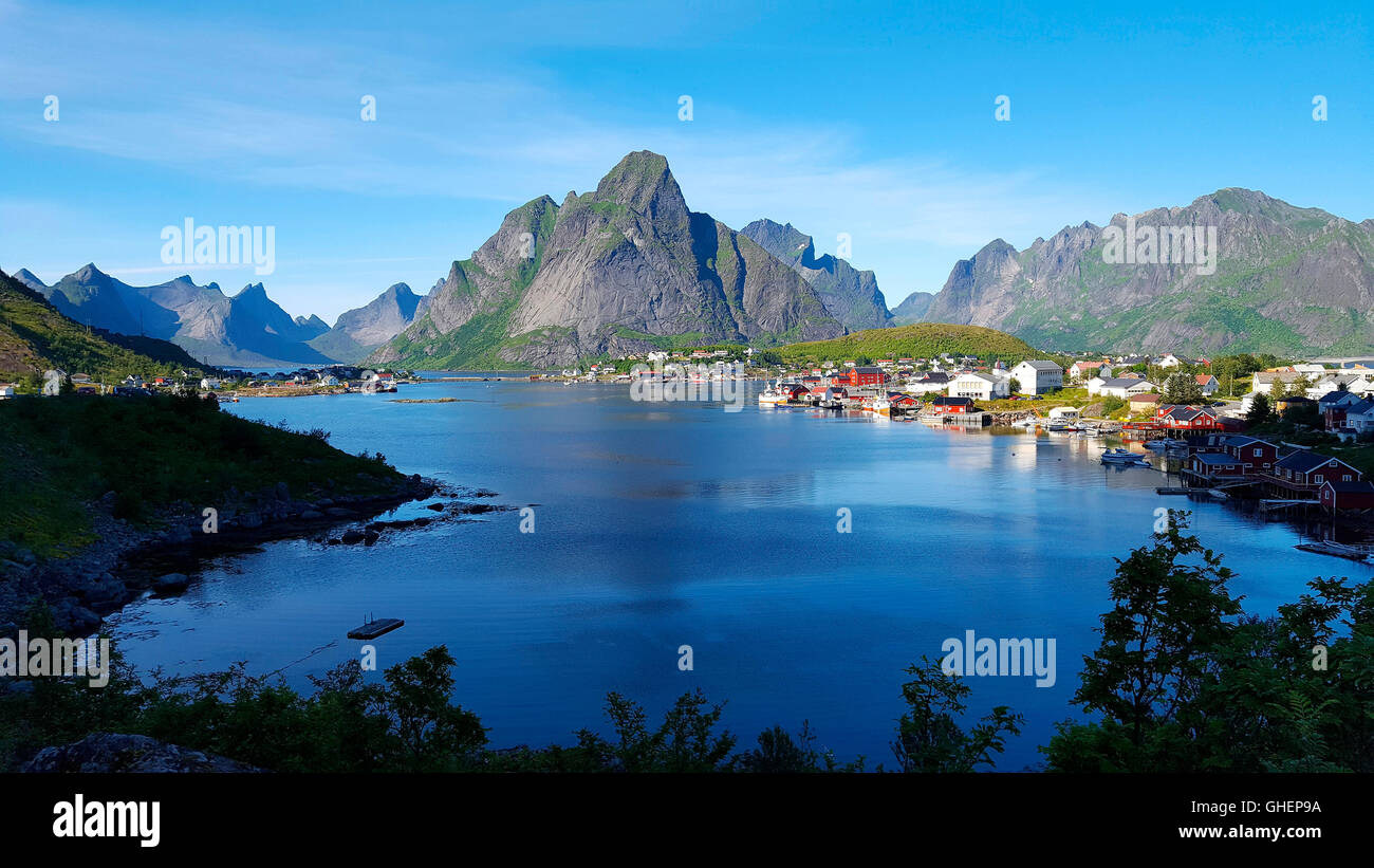 View of reine with reinefjord hi-res stock photography and images - Alamy