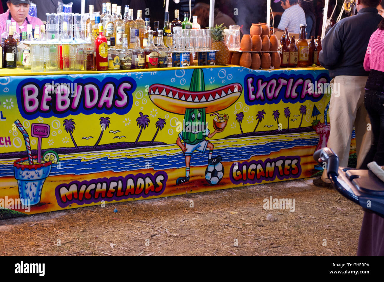 Exotic Alcoholic beverages stand during the National Fireworks Fair in ...