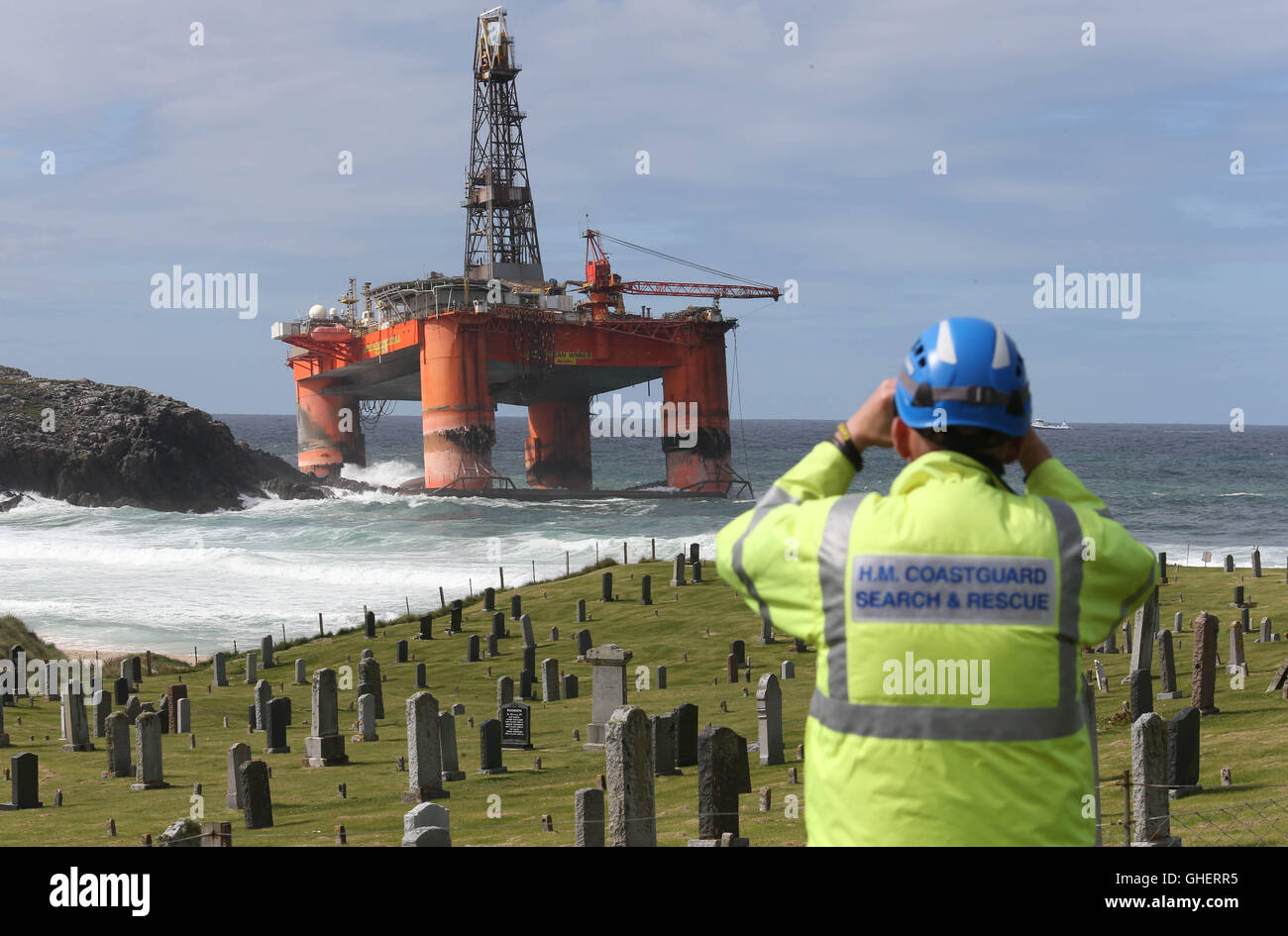 The Transocean Winner drilling rig is seen off the coast of the Isle of ...