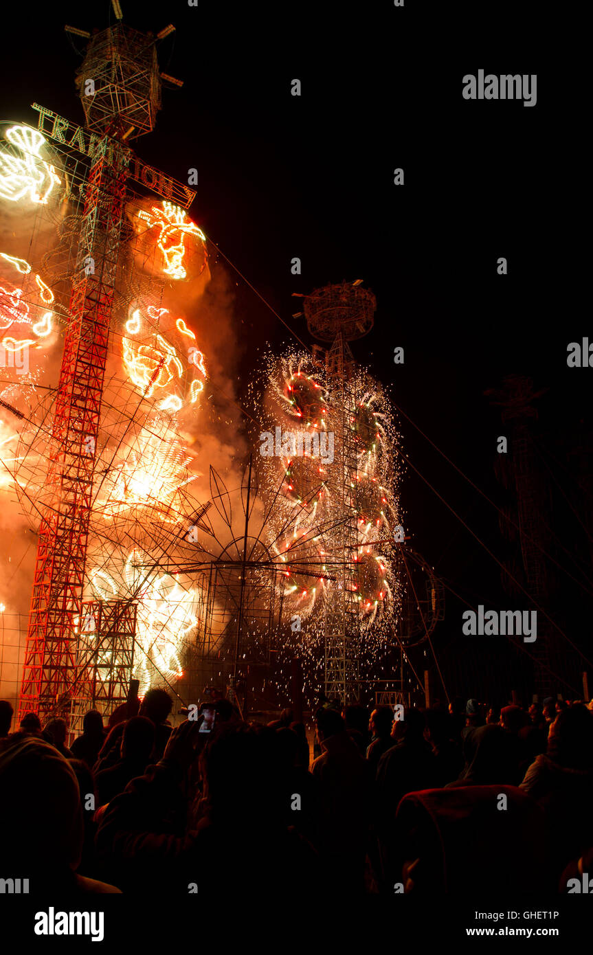 Castle pyrotechnics (castillos) during the National Pyrotechnics ...