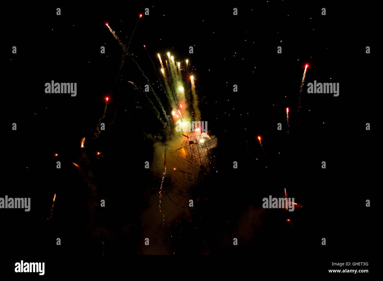 Castle fireworks (castillos) during the National Fireworks Festival in ...