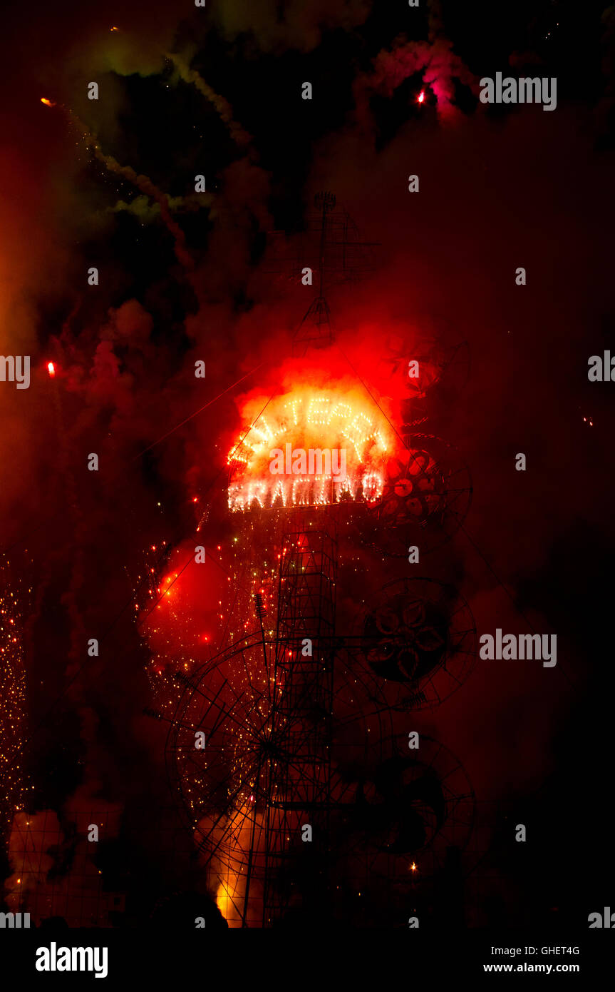 Castle fireworks (castillos) during the National Fireworks Festival in ...