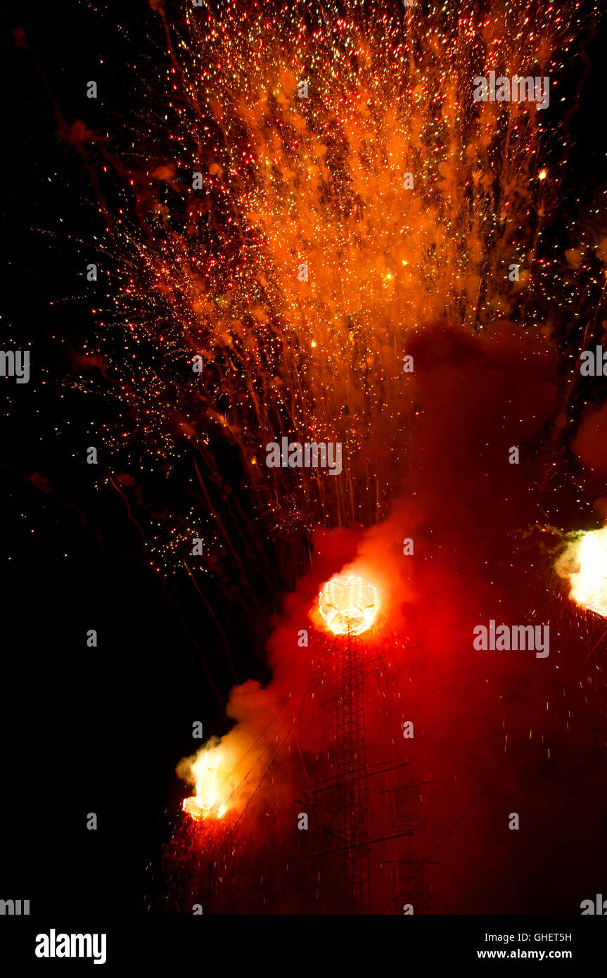 Castle fireworks (castillos) during the National Fireworks Festival in ...