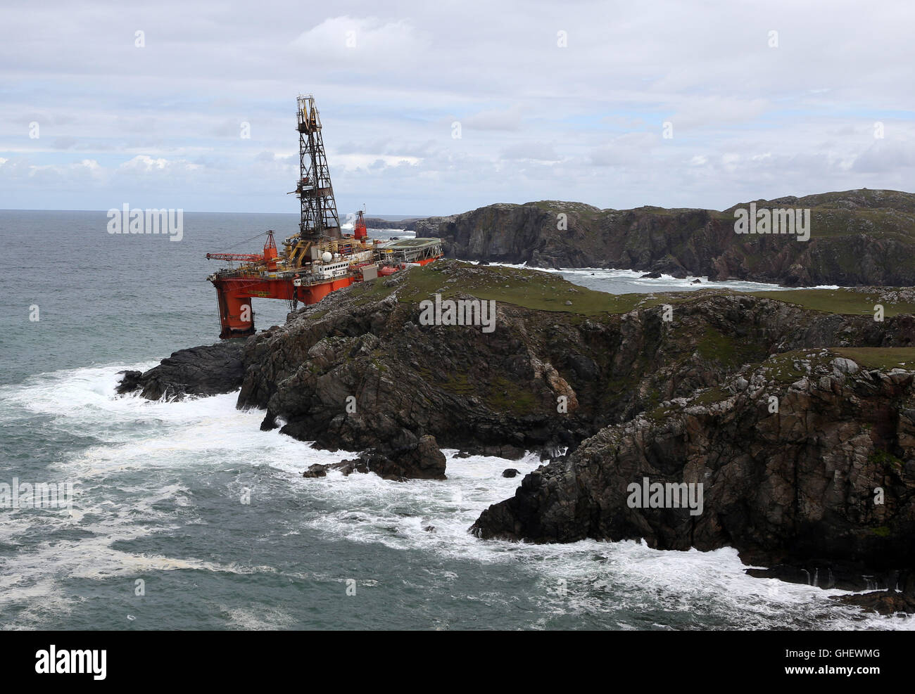 The Transocean Winner drilling rig after it ran aground on the beach of ...