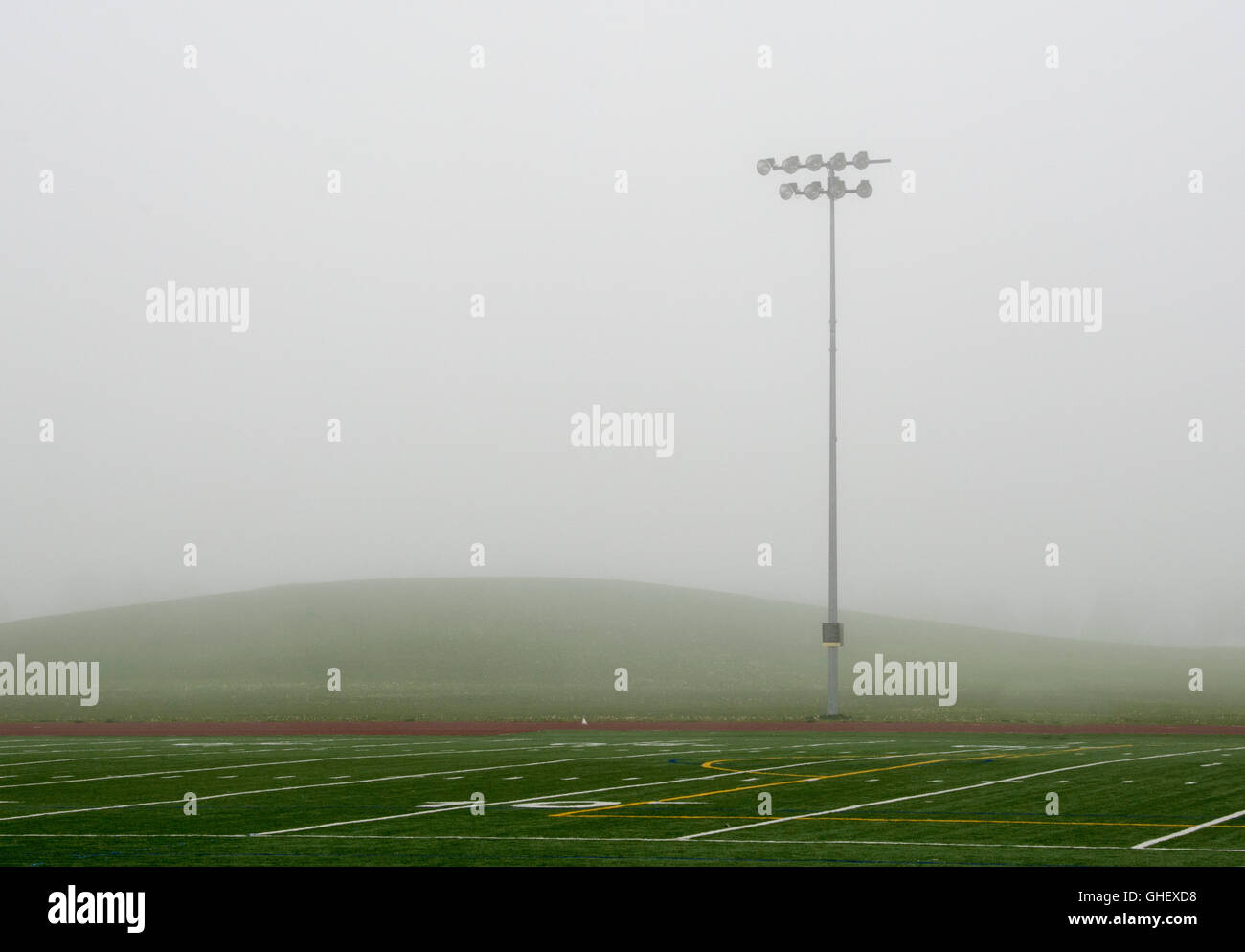 Foggy Football Field At Night