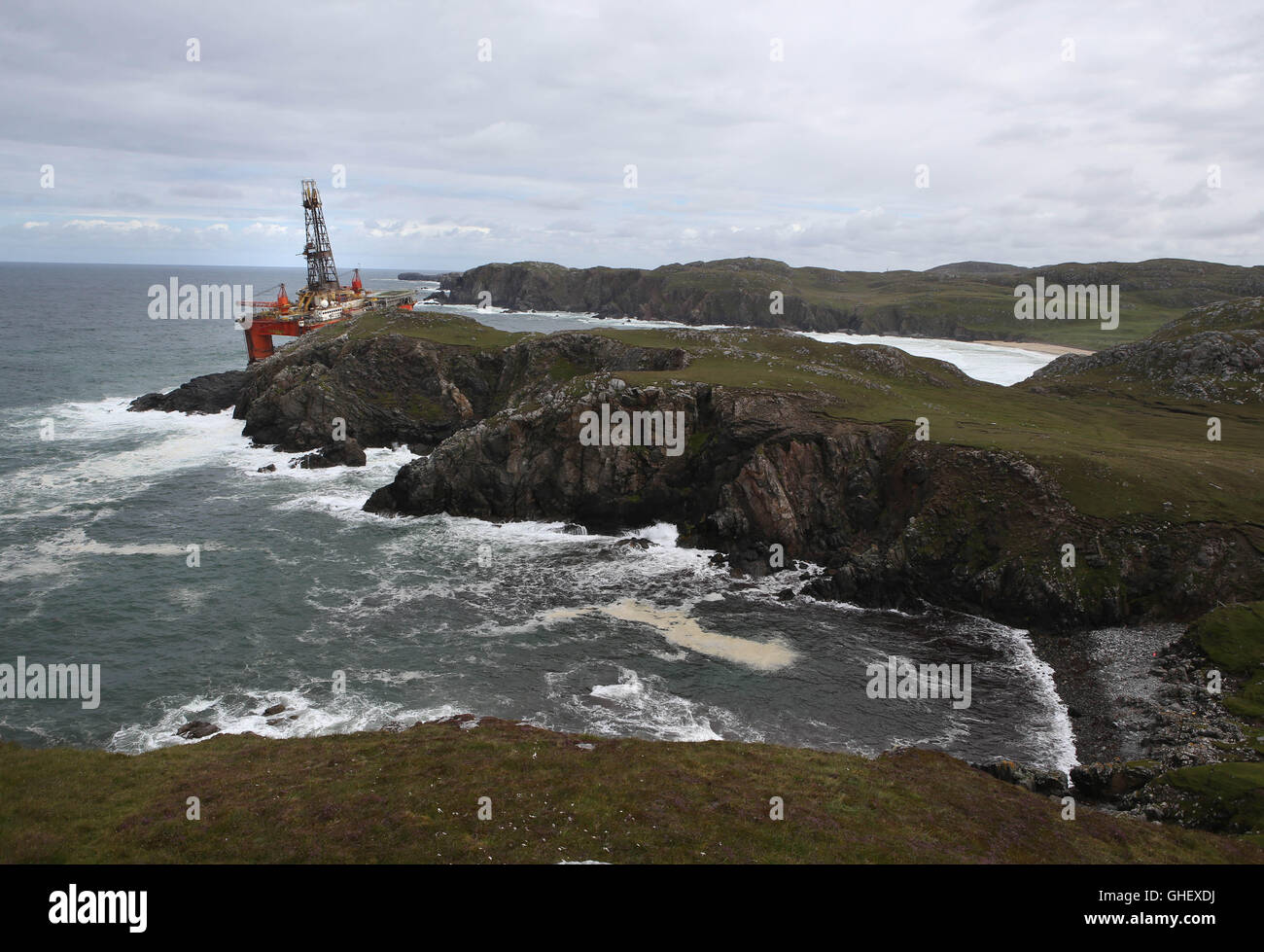 The Transocean Winner drilling rig after it ran aground on the beach of ...