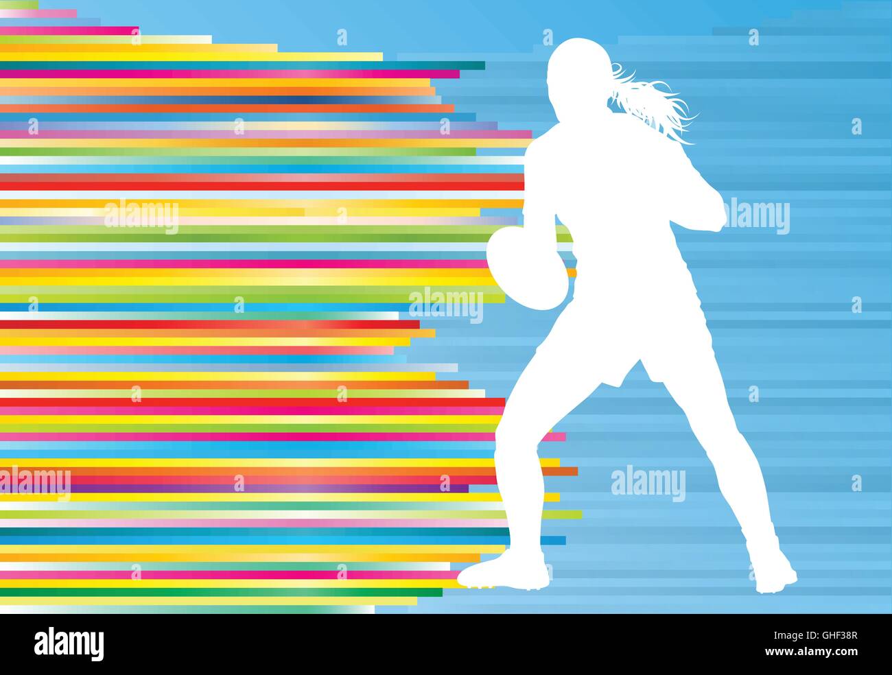 Rugby woman player active sport silhouette abstract background vector ...