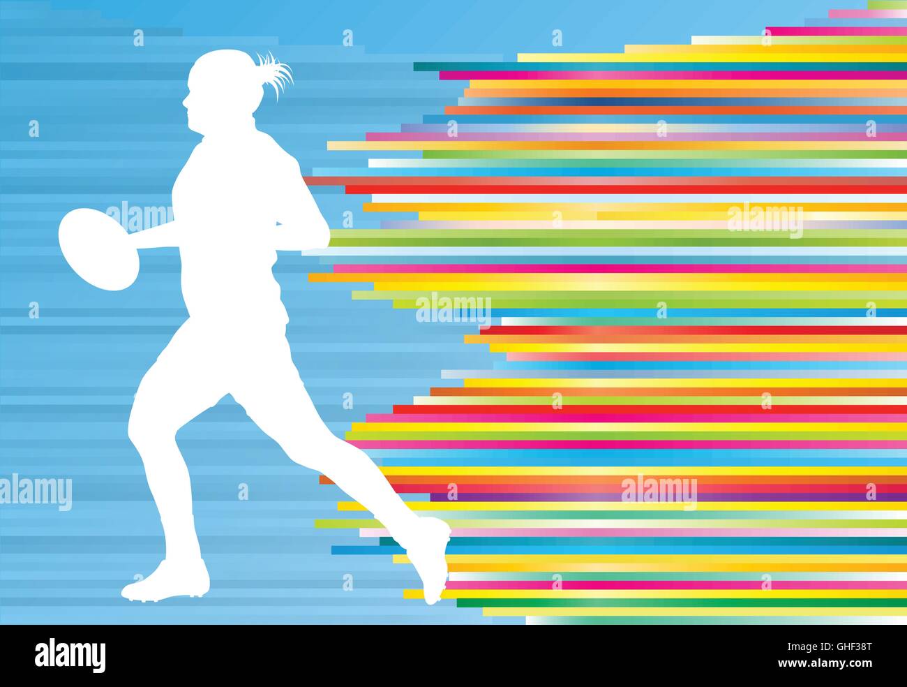 Rugby woman player active sport silhouette abstract background vector ...