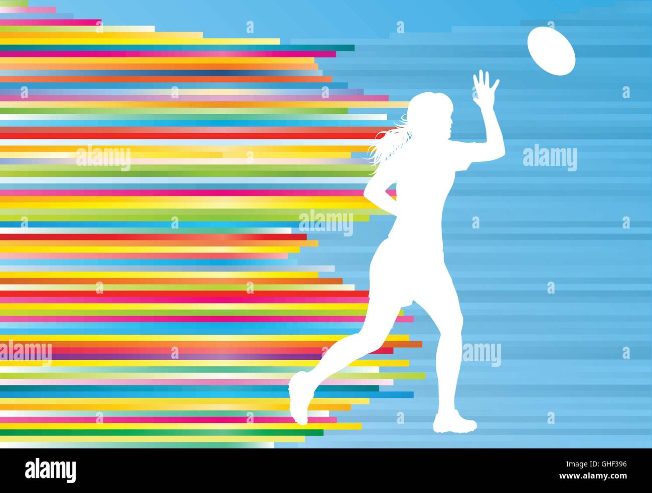 Rugby woman player active sport silhouette abstract background vector ...