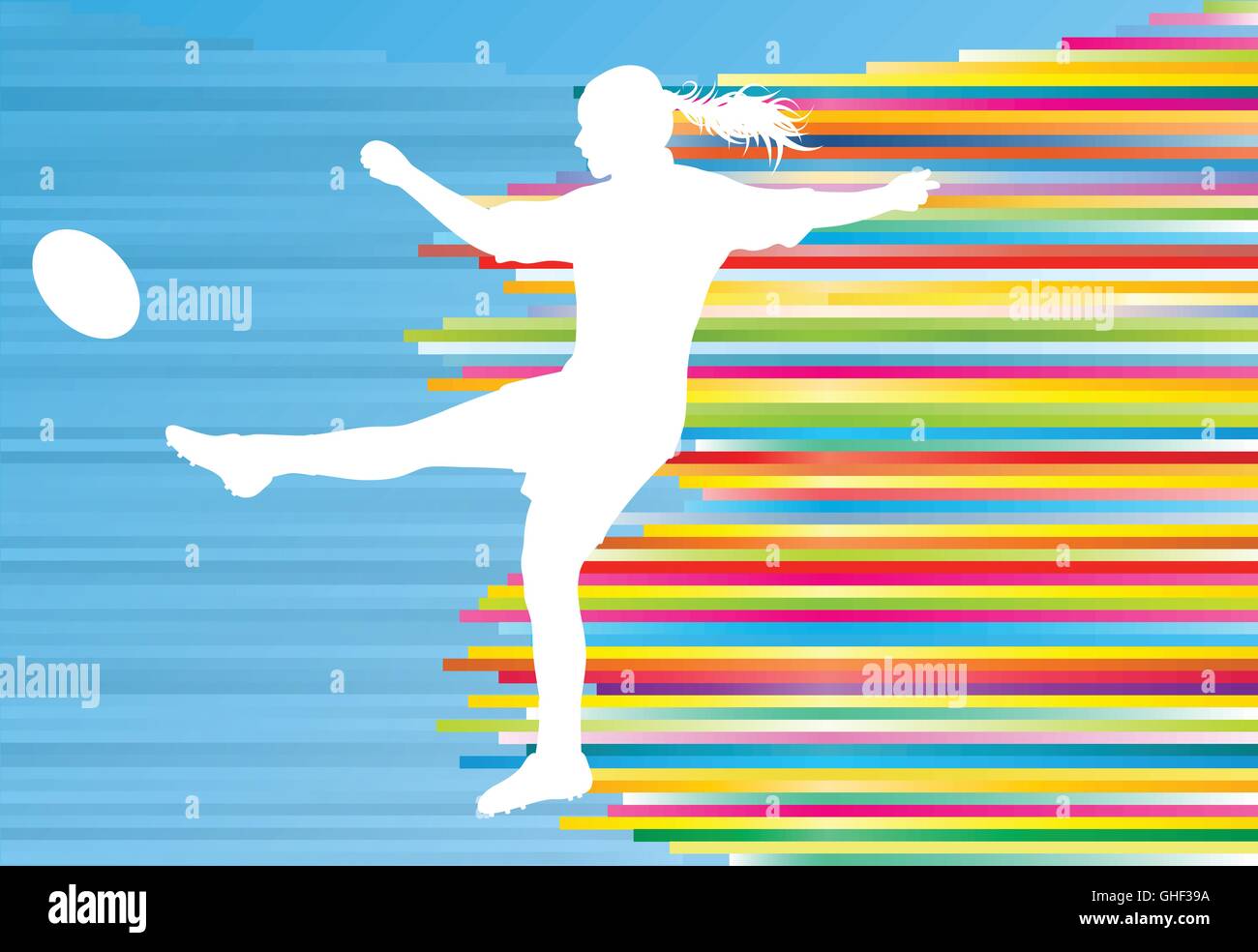 Rugby woman player active sport silhouette abstract background vector ...