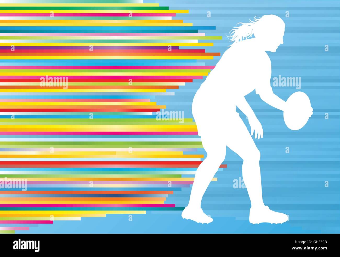 Rugby woman player active sport silhouette abstract background vector ...