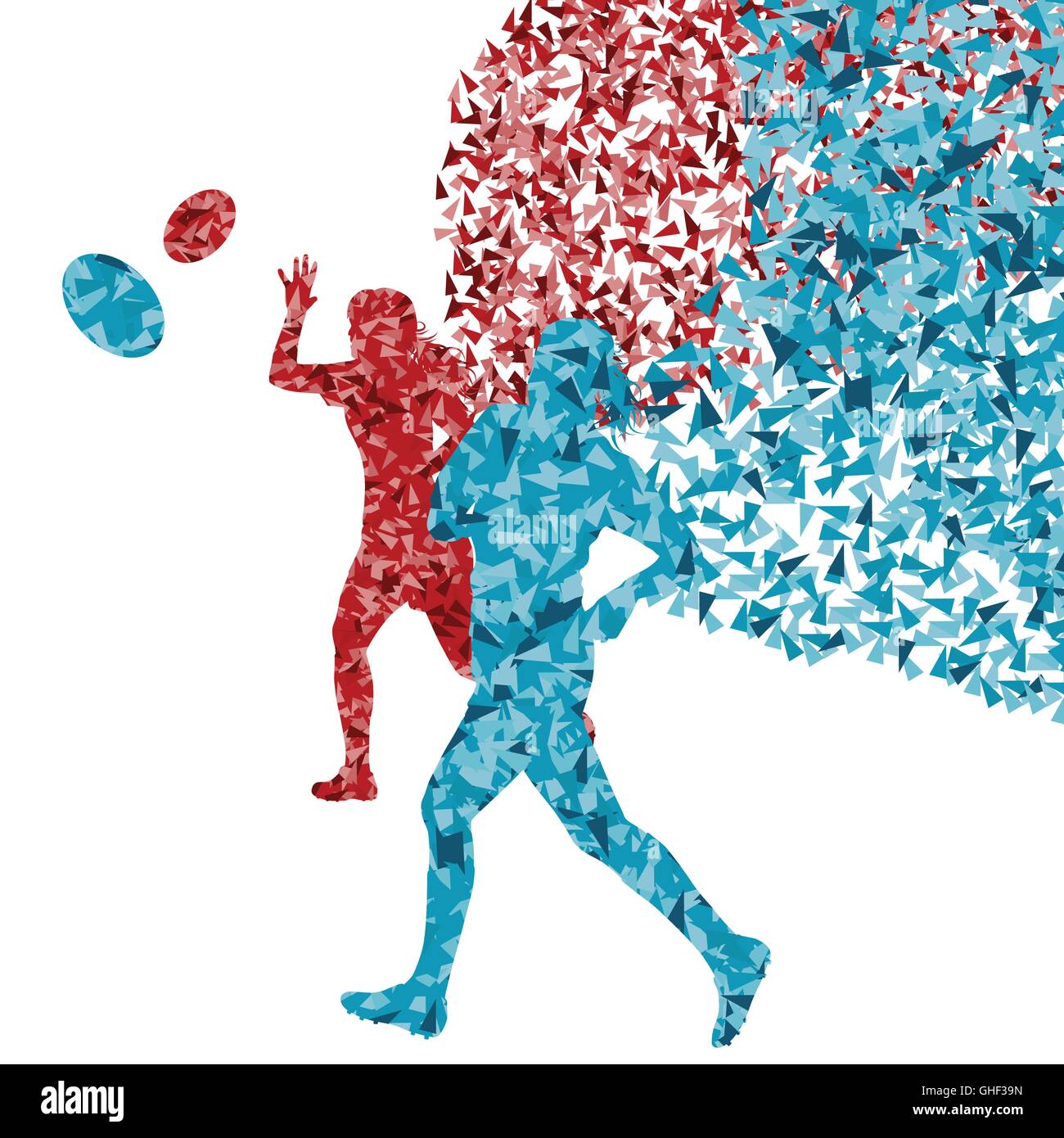 Rugby woman player active sport silhouette abstract background vector ...