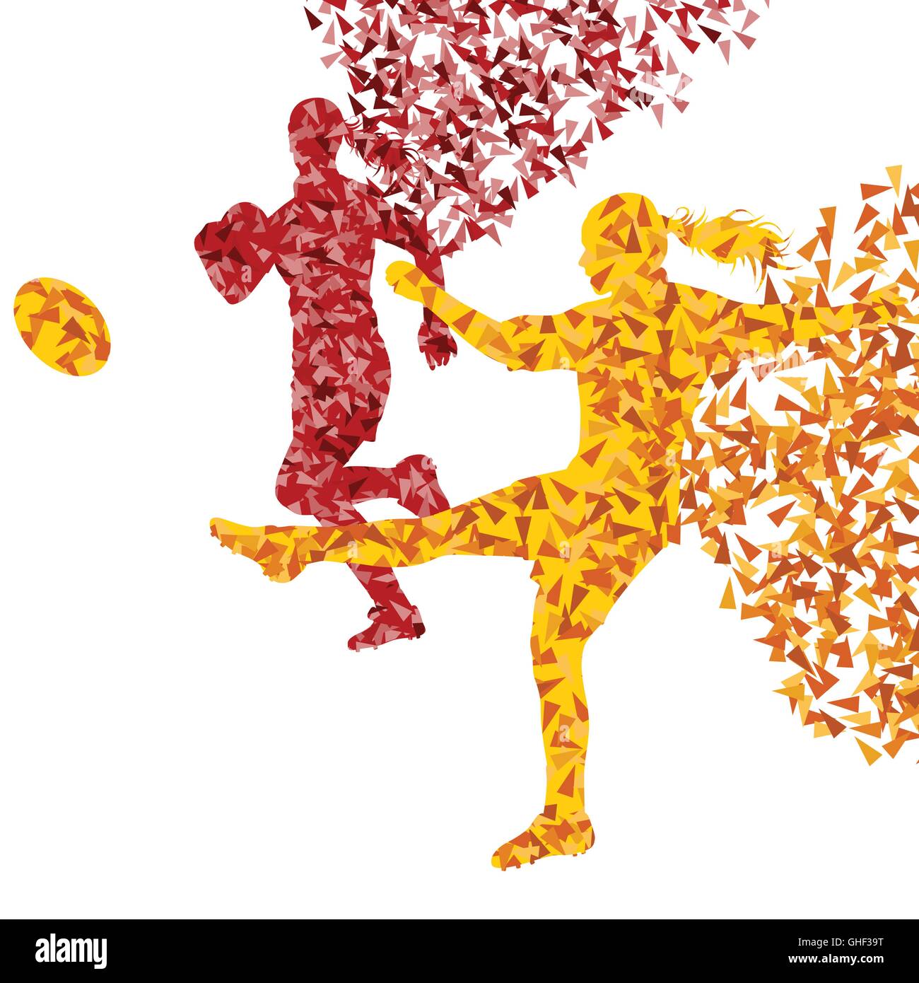 Rugby woman player active sport silhouette abstract background vector ...