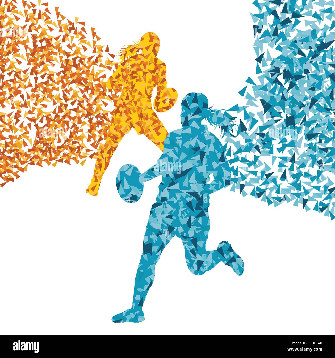 Rugby woman player active sport silhouette abstract background vector ...