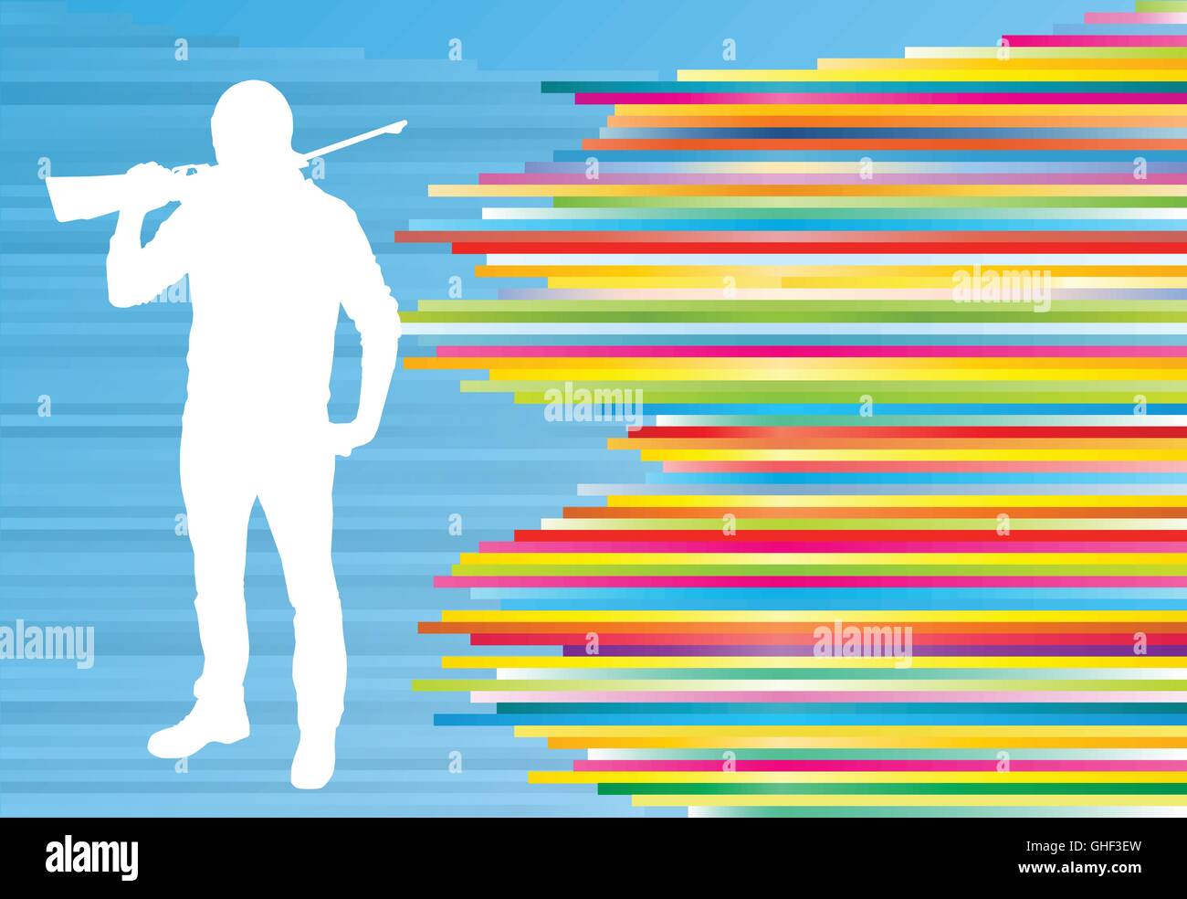 Man shooting with a long rifle hunter sport vector abstract background ...
