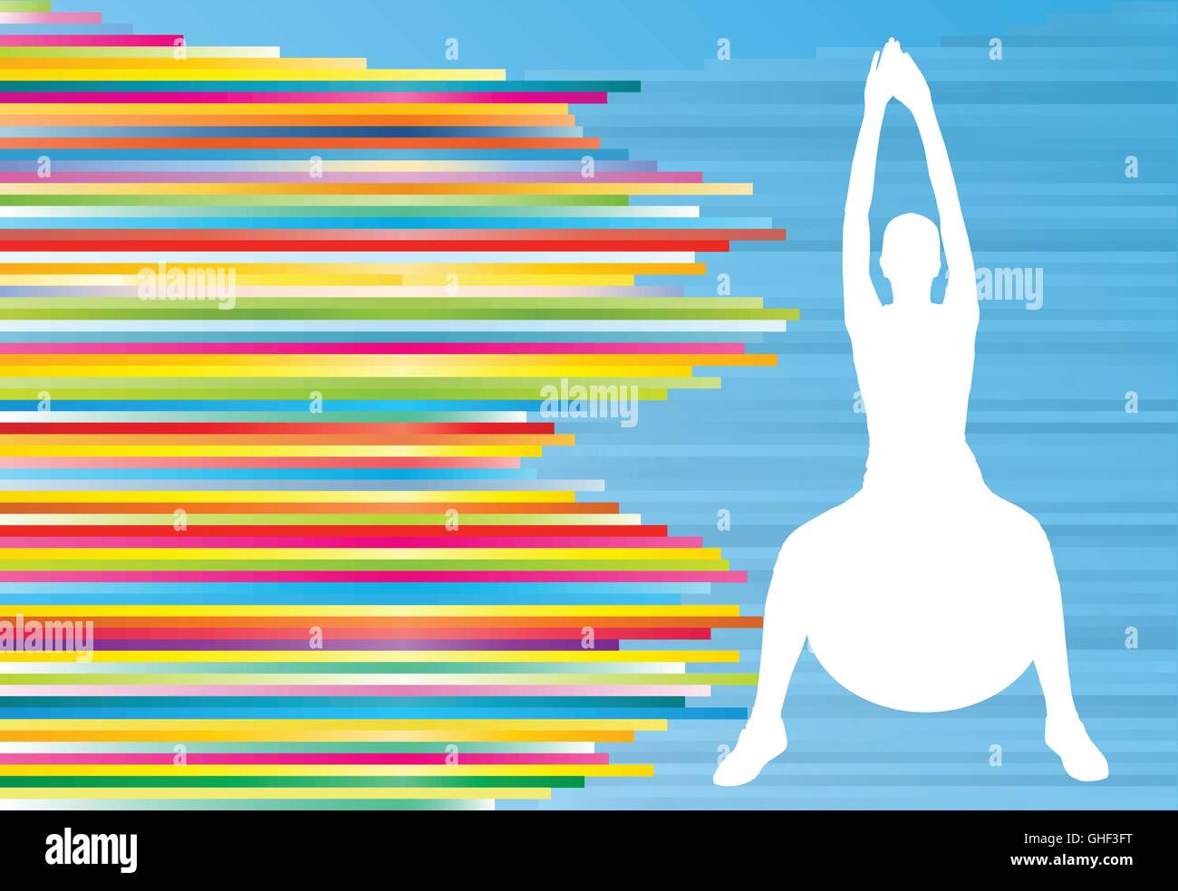 Woman fitness exercises on fitness ball vector abstract illustration ...