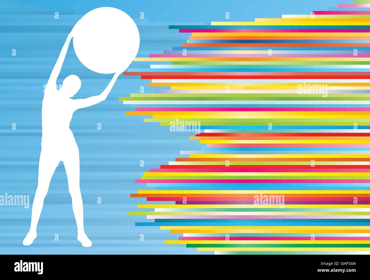 Woman fitness exercises on fitness ball vector abstract illustration ...