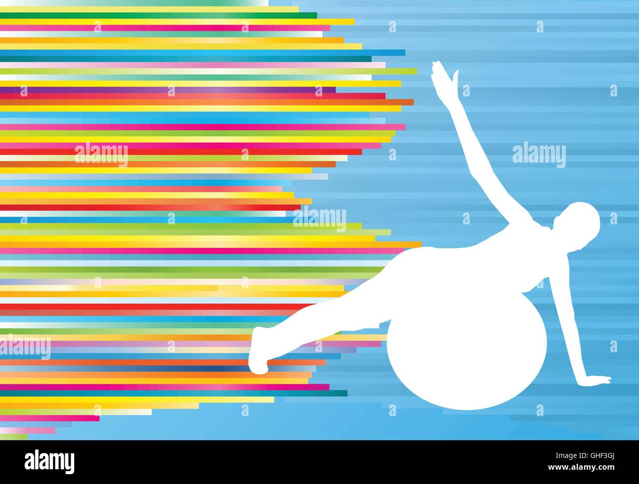 Woman fitness exercises on fitness ball vector abstract illustration ...