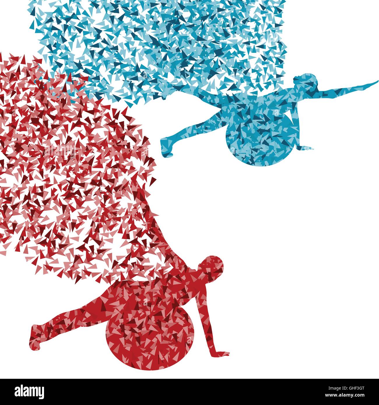 Woman fitness exercises on fitness ball vector abstract illustration ...