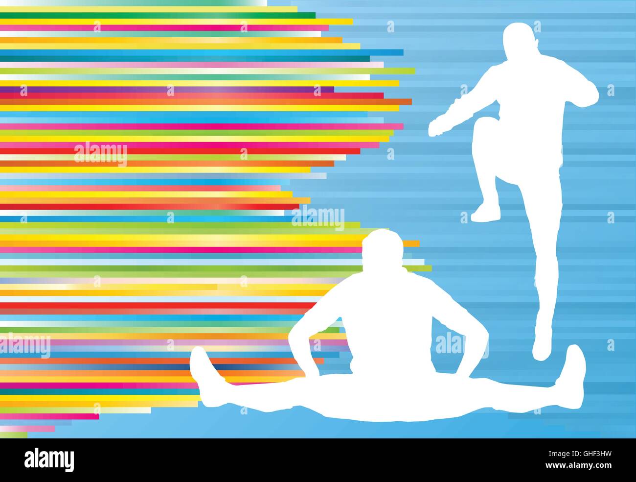 Athletic exercise man stretching warm up vector background concept ...