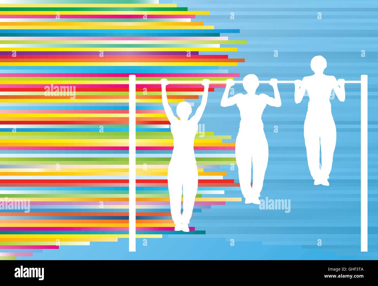 Man pull-ups bar exercising gym vector abstract background Stock Vector ...