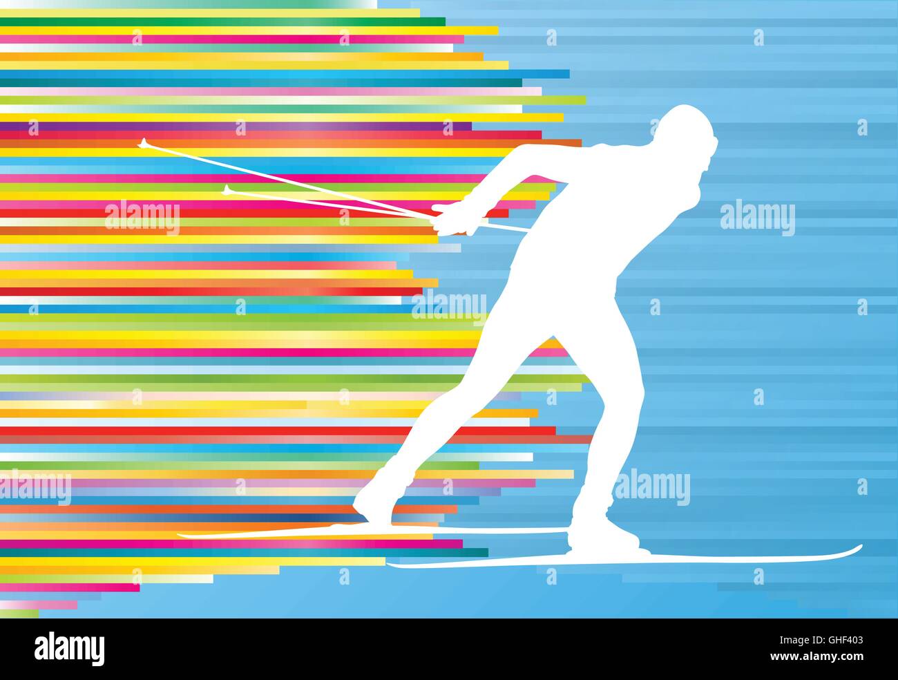 Man skiing abstract vector background illustration with colorful ...
