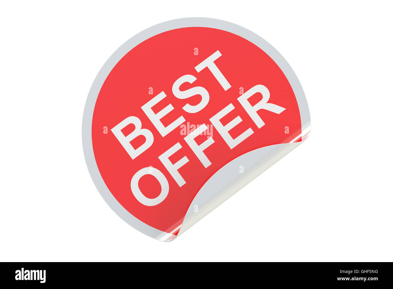 Best Offer concept, red circle sticker. 3D rendering isolated on white ...