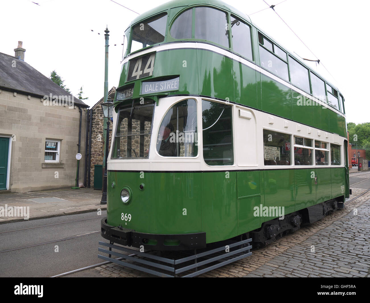 Vintage Liverpool Tram preserved at Crich Tramway Museum near Matlock ...