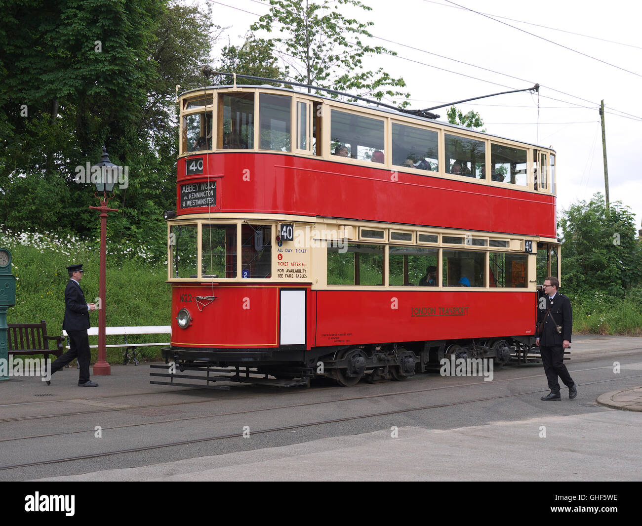 Vintage London tram preserved at Crich Tramway Museum near Matlock ...