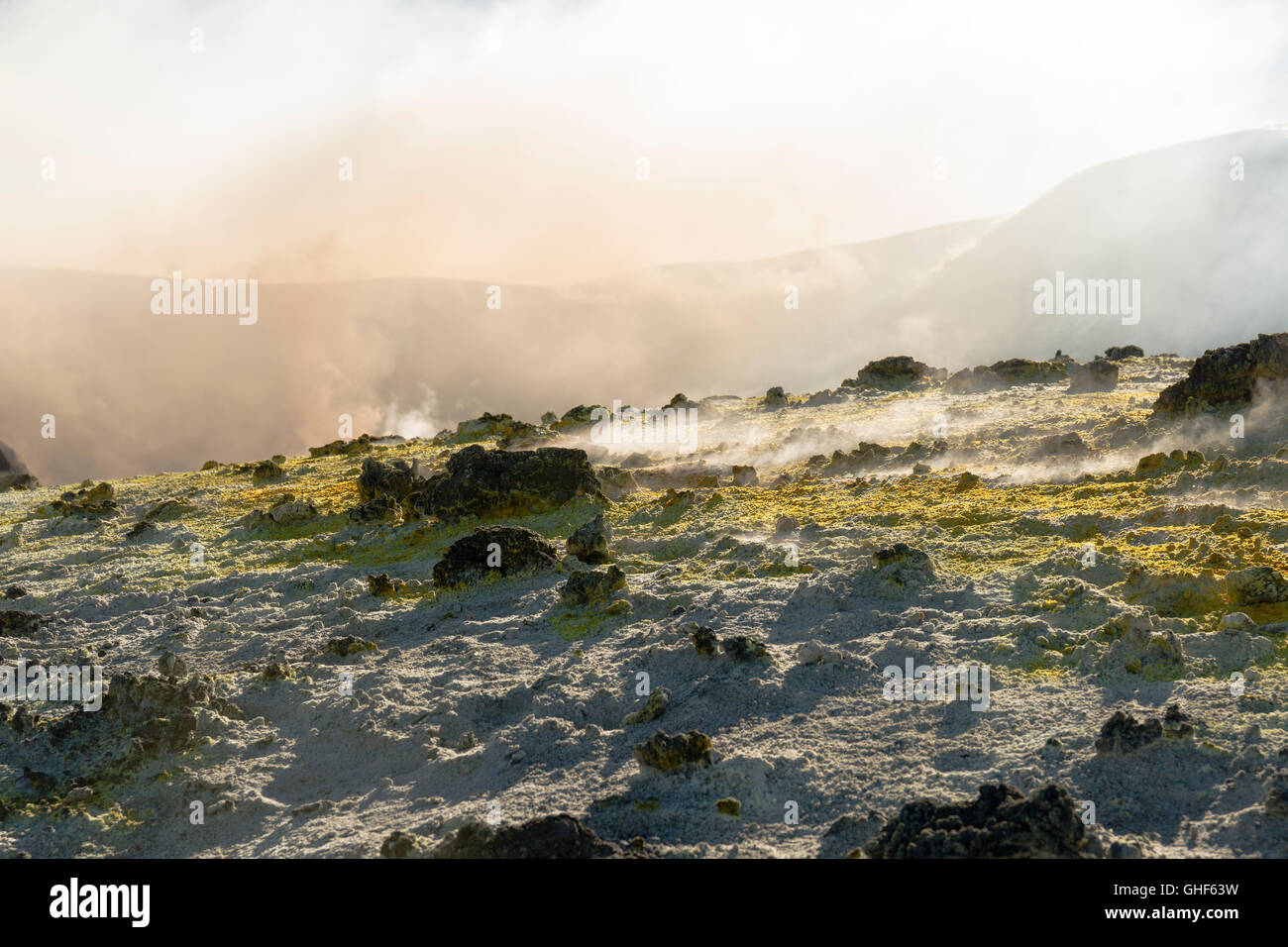Volcanic gas on Crater Stock Photo - Alamy
