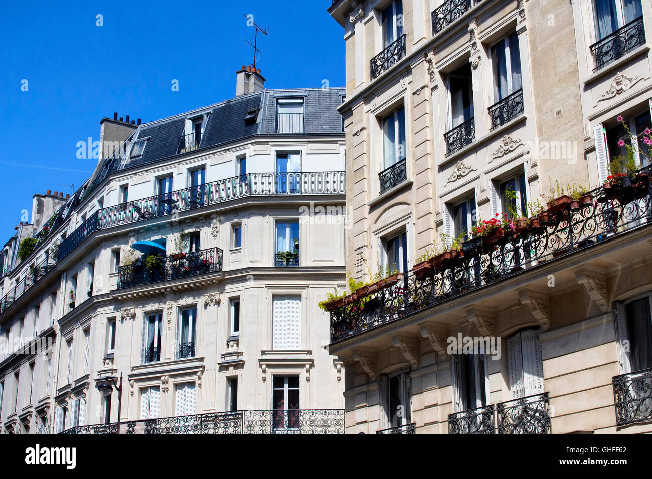 Ordinary buildings showing Parisian French architectural style Stock ...