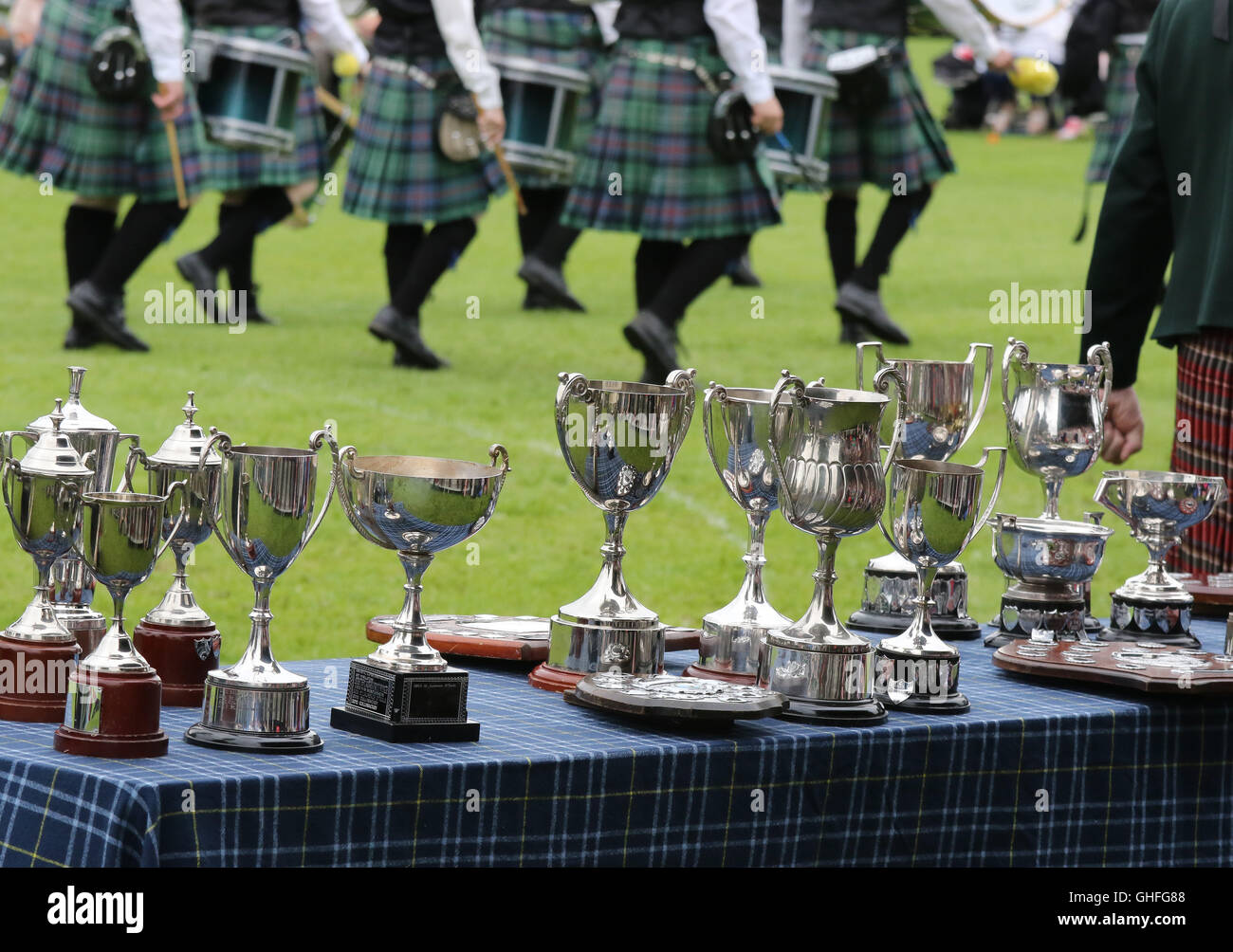 Cups and trophies at the Lisburn & Castlereagh City Council Pipe Band ...